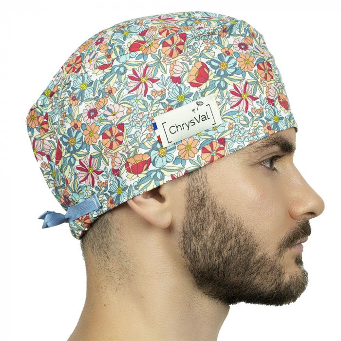 un calot original aux petits motifs fleuris, en tissu coton fin